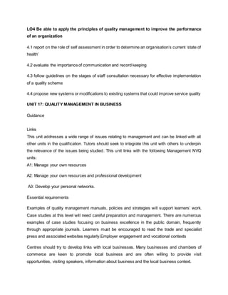 UNIT 17: QUALITY MANAGEMENT IN BUSINESS | DOCX