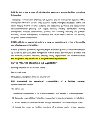 UNIT 18: FACILITIES OPERATIONS AND MANAGEMENT | PDF