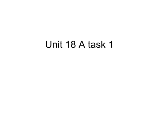 Unit 18 a task 1 | PPT