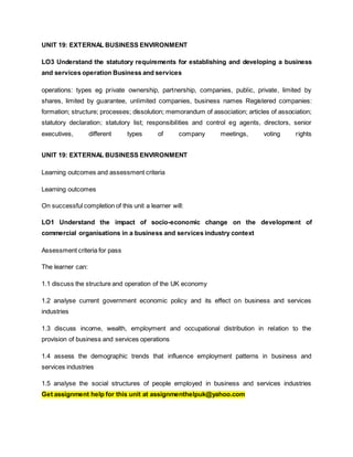 UNIT 19: EXTERNAL BUSINESS ENVIRONMENT | DOCX