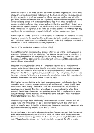 Unit 19 screenwriting- learning aim a and b | DOCX