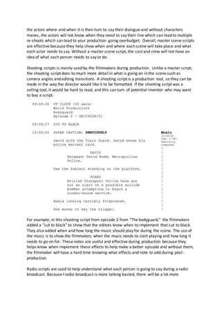 Unit 19 screenwriting- learning aim a and b | DOCX