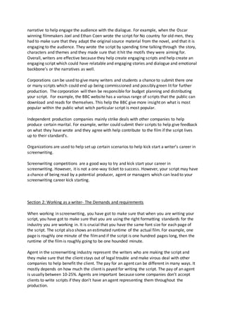 Unit 19 screenwriting- learning aim a and b | DOCX | Screenwriting ...