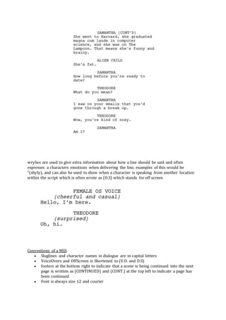 Unit 19 script writing lab | DOCX | Screenwriting | Content Production