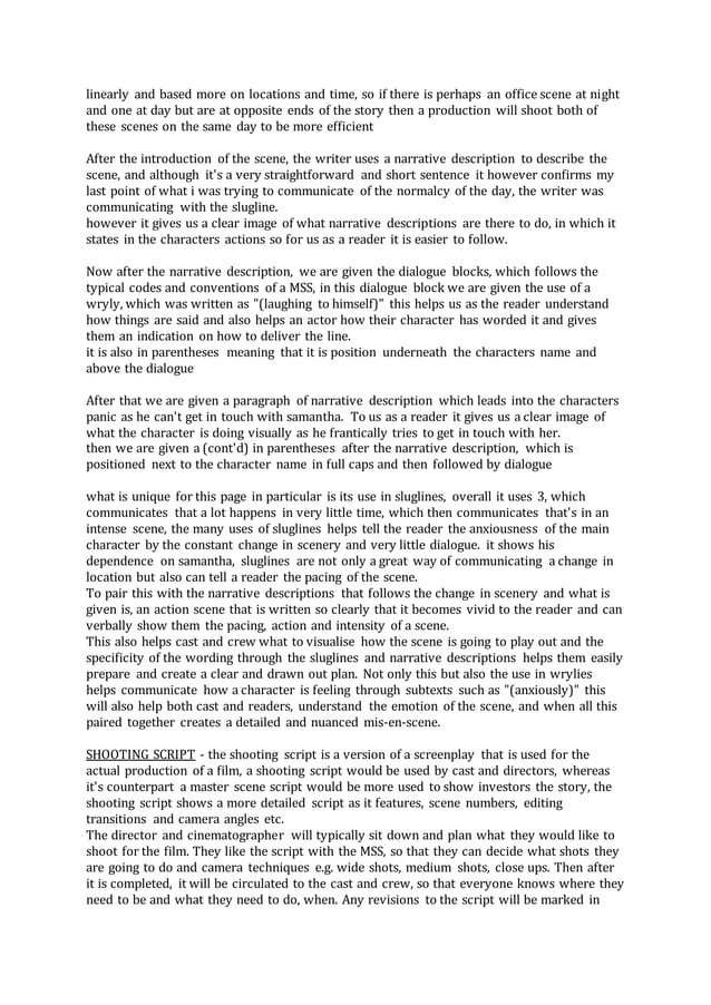 Unit 19 script writing lab | DOCX | Screenwriting | Content Production