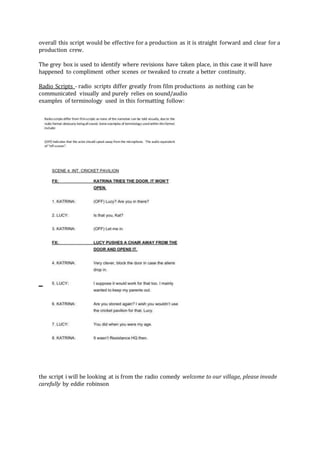 Unit 19 script writing lab | DOCX | Screenwriting | Content Production