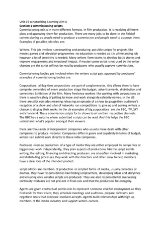 Unit 19 scriptwriting learning aim a | DOCX | Screenwriting | Content ...