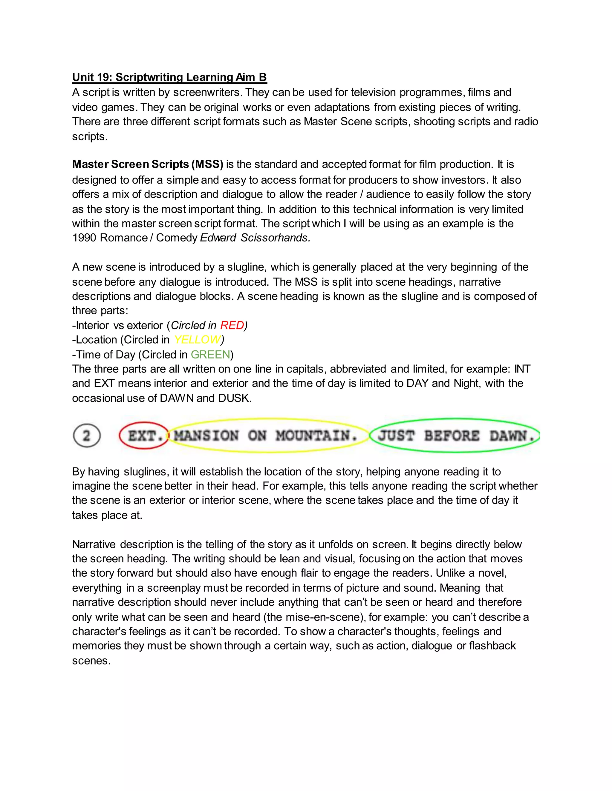 Unit 19 - Scriptwriting | DOCX