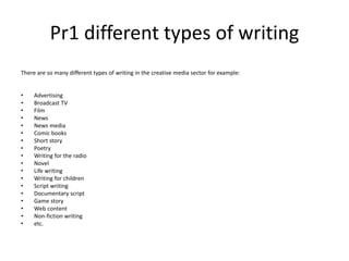 Unit 19 writing for creative media | PPTX