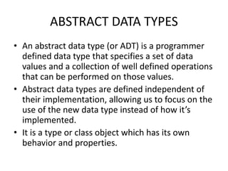 Unit 1 abstract data types | PPT