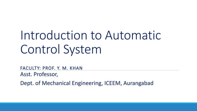 Introduction to Automatic Control Systems | PPTX | Technology & Computing