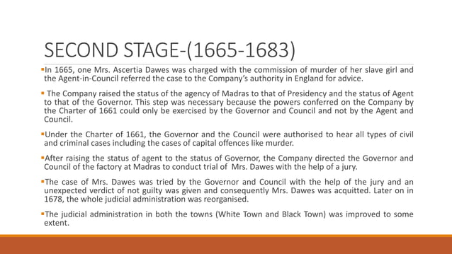 UNIT 1 Administration of Justice in the Presidency Towns at Madras, Bombay, Calcutta.pptx | Law