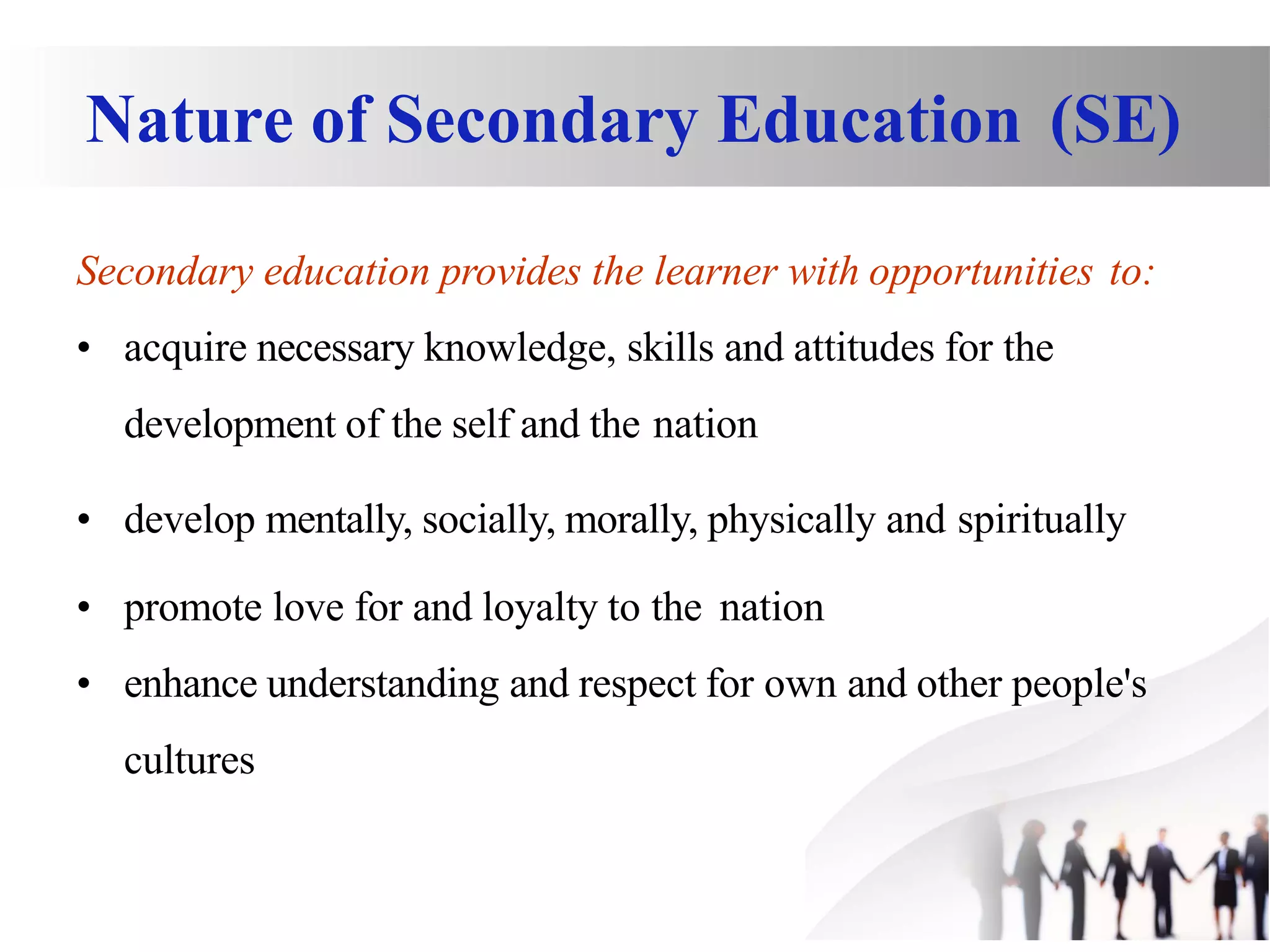 SECONDARY EDUCATION INTRODUCTION,NEED,SCOPE,SIGNIFICANCE | PDF