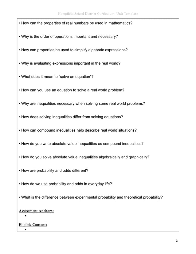 Unit1 algebra2 | PDF