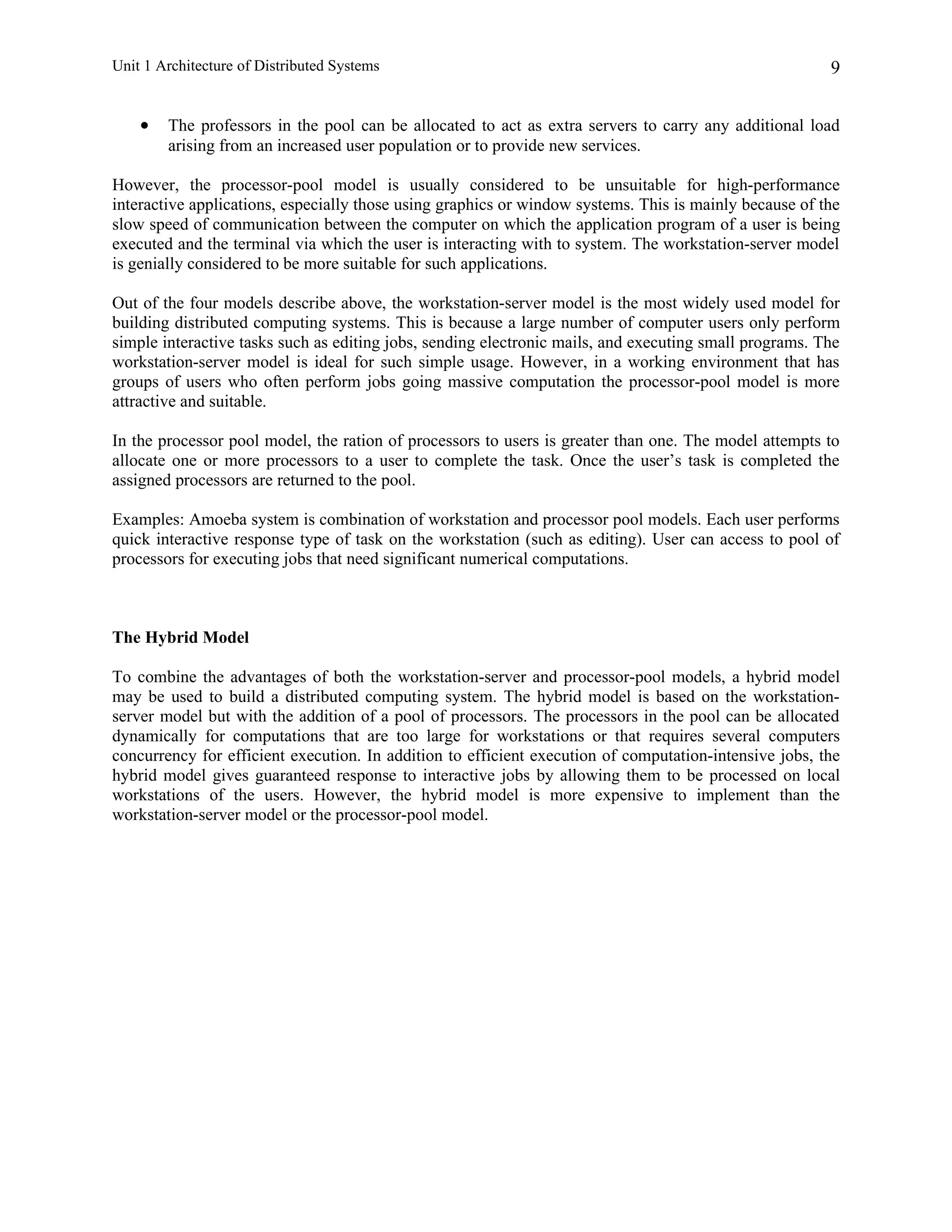 Unit 1 Architecture Of Distributed Systems Doc