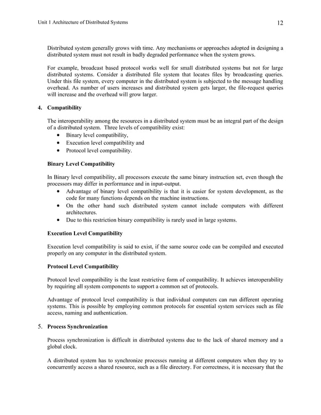 Unit 1 Architecture Of Distributed Systems Doc