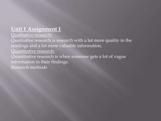 Unit 1 assignment 1 blog | PPT