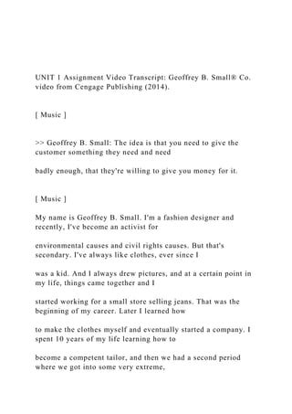 UNIT 1 Assignment Video Transcript Geoffrey B. Small® Co. vid.docx