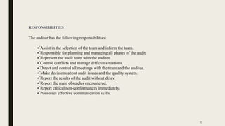 Introduction types, Objectives, Management of audit, Responsibilities ...