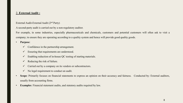 Introduction types, Objectives, Management of audit, Responsibilities ...