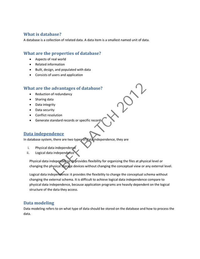 Unit 1 Basic Concepts Of Dbms Pdf