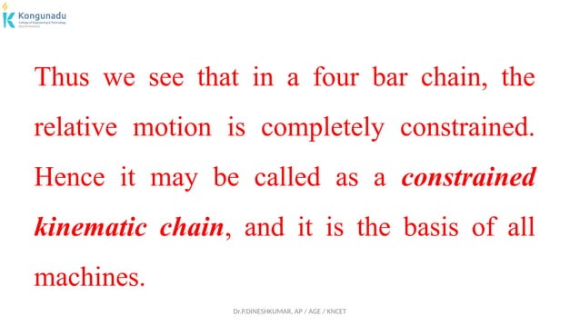 THEORY OF MACHINE AND MACHINE ELEMENTS DESIGN UNIT 1 BASICS OF MECHANISMS | PPT