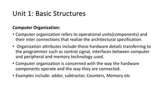 Unit 1 Basic structureCOA.pdf | Computing | Technology & Computing