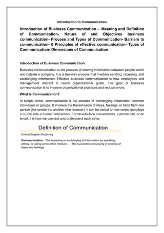BUSINESS CORRESPONDENCE- INTRODUCTION TO BUSINESS COMMUNICATION | PDF