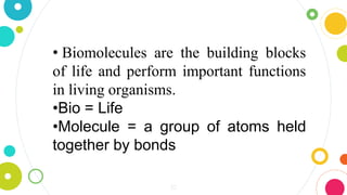UNIT 1 BIOMOLECULE_CARBOHYDRATES PRESENTATION | PPTX