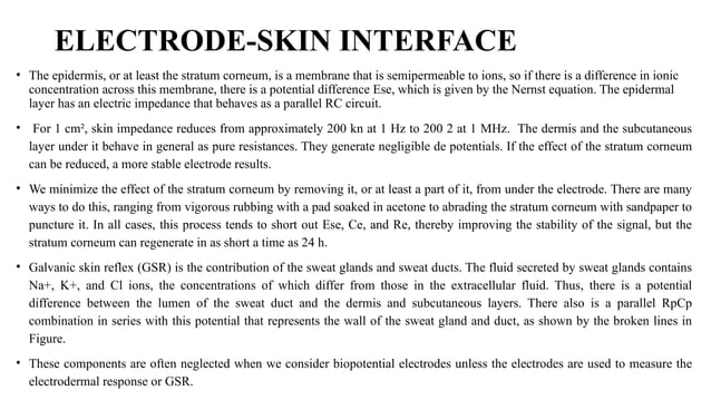 BIOMEDICAL INSTRUMENTATION UNIT I BIOPOTENTIAL ELECTRODES | PPTX