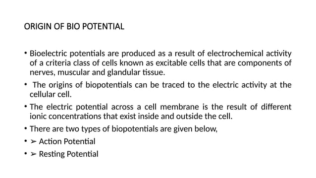 BIOMEDICAL INSTRUMENTATION UNIT I BIOPOTENTIAL ELECTRODES | PPTX