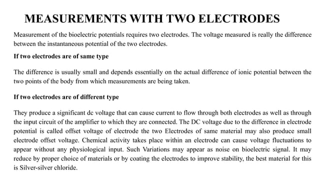 BIOMEDICAL INSTRUMENTATION UNIT I BIOPOTENTIAL ELECTRODES | PPTX