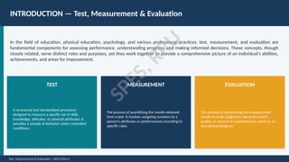 Test, Measurement & Evaluation in Physical Education & Sports | BPES ...
