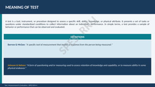 Test, Measurement & Evaluation in Physical Education & Sports | BPES ...