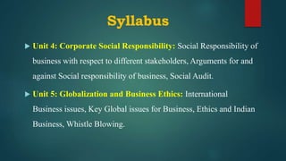 Unit 1 business ethics an overview | PPTX