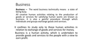 Unit 1 business meaning & CHARACTERISTICS | PPTX
