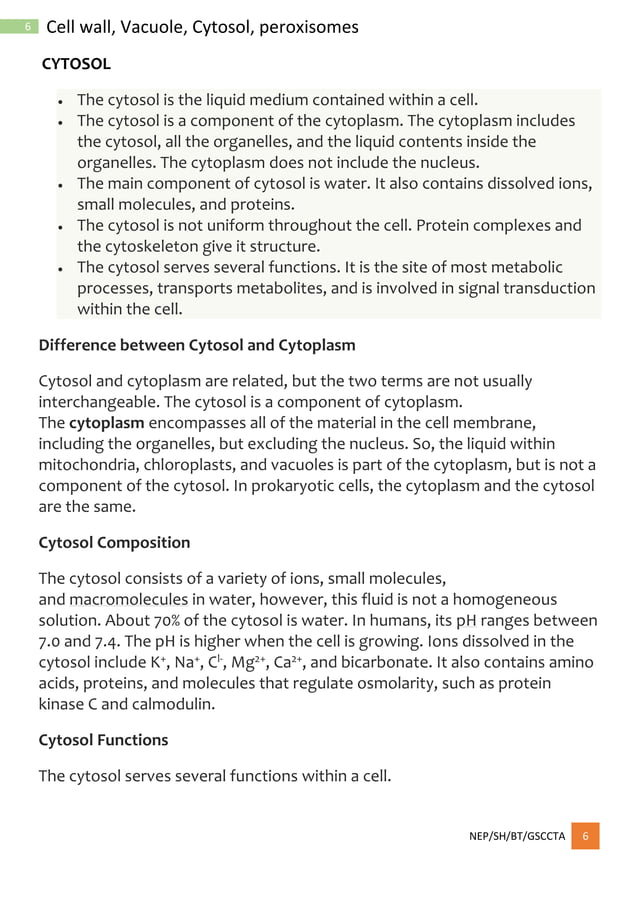 unit 1 cell wall , vacuole.pdf | Biological Sciences | Science