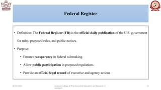Code Of Federal Regulations and Federal Register | PPTX