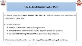 Code Of Federal Regulations and Federal Register | PPTX