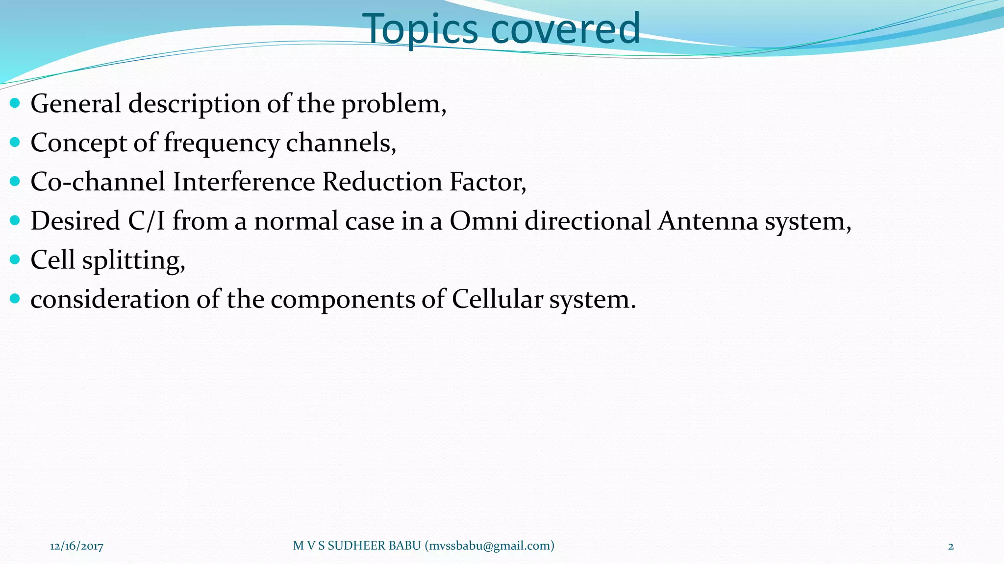 ELEMENTS OF CELLULAR RADIO SYSTEM DESIGN | PPSX