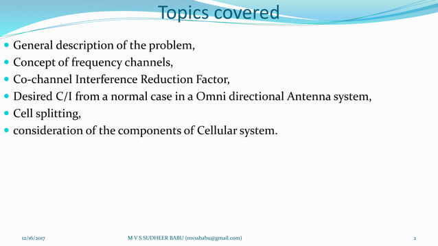 ELEMENTS OF CELLULAR RADIO SYSTEM DESIGN | PPSX