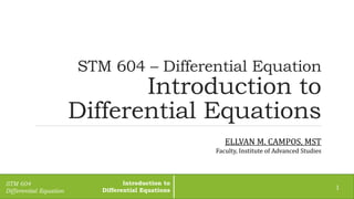 Introduction to Differential Equations and First-Order Differential ...