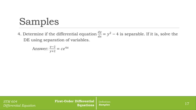 Introduction to Differential Equations and First-Order Differential ...