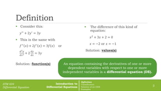 Introduction to Differential Equations and First-Order Differential ...