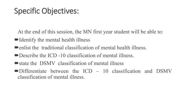 Classification of mental Illness | PPTX | Brain and Nervous System ...