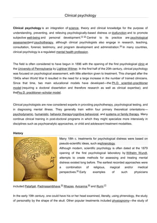 Unit 1, Clinical Psychology | PDF