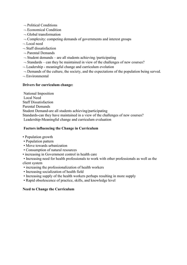 UNIT 1 CURRICULUM CHANGE AND ITS CONCEPTS.docx | Primary Education | Education