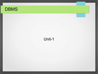 U nit 1_dbms | PPT