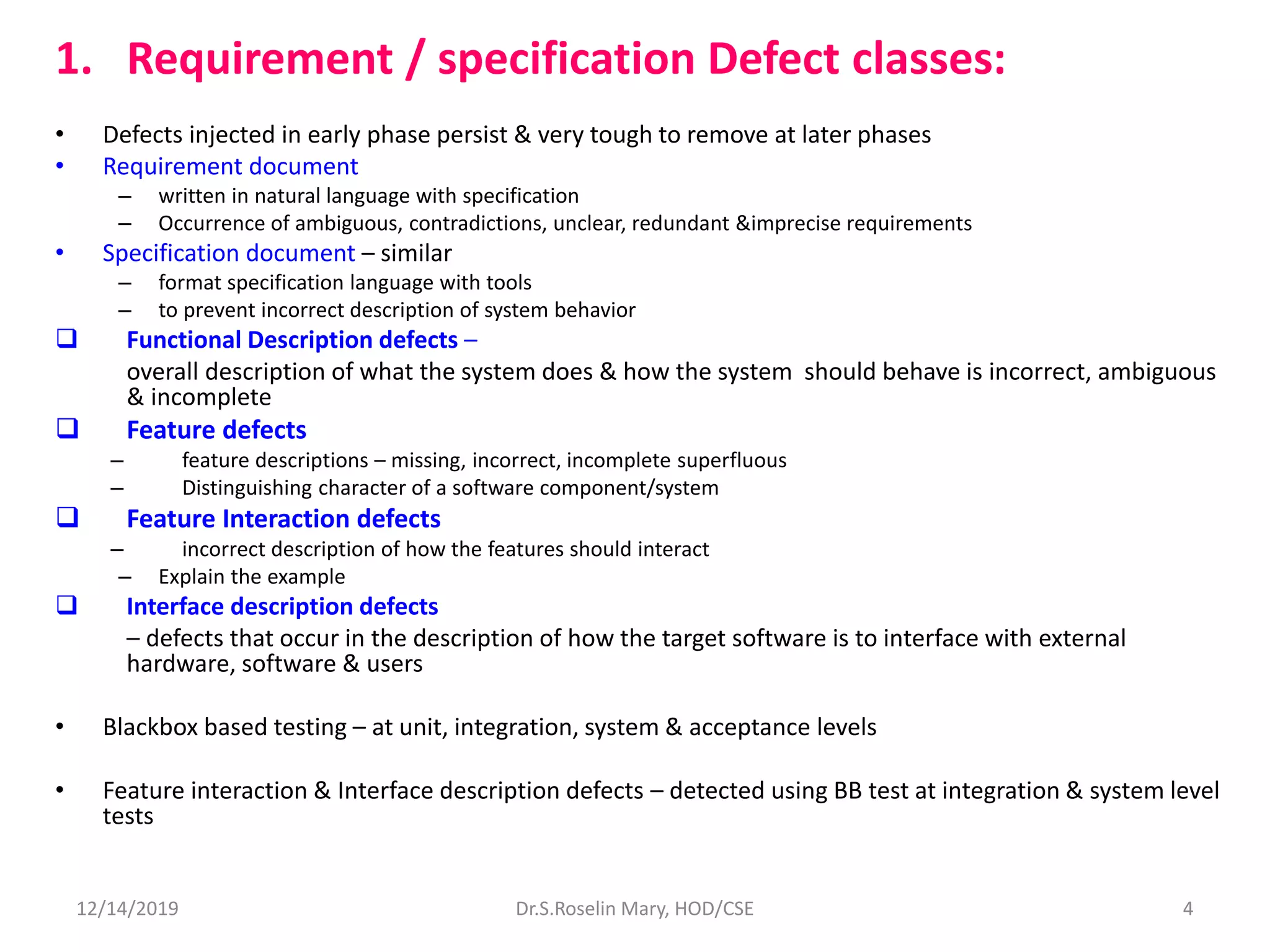 Unit 1 Defects Classes Pptx Programming Languages Computing