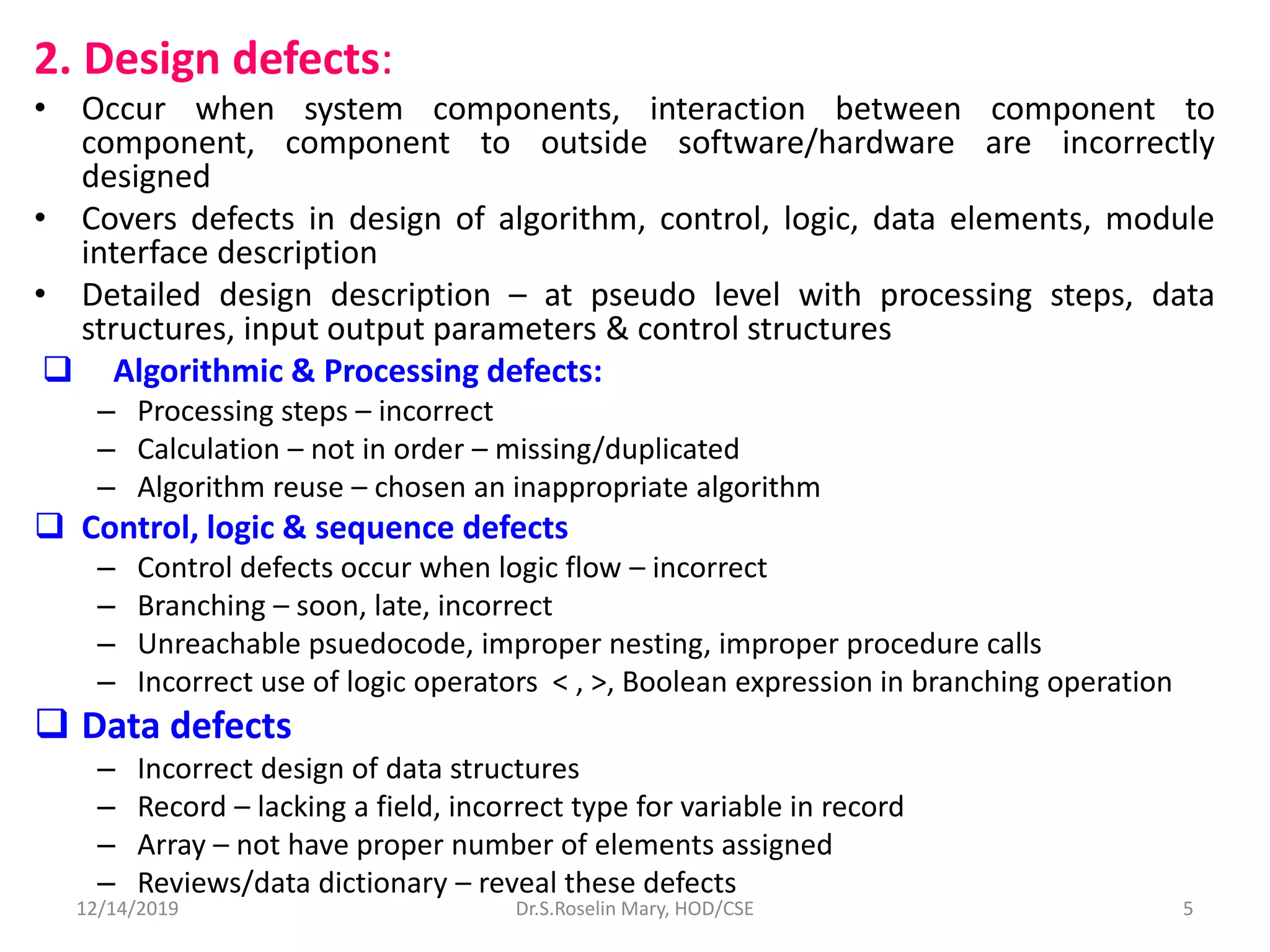 Unit 1 Defects Classes Pptx Programming Languages Computing